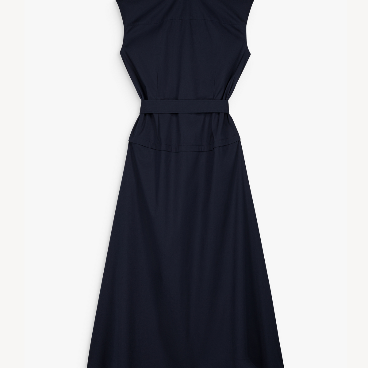 Navy cotton satin midi dress – APOSTROPHE PARIS